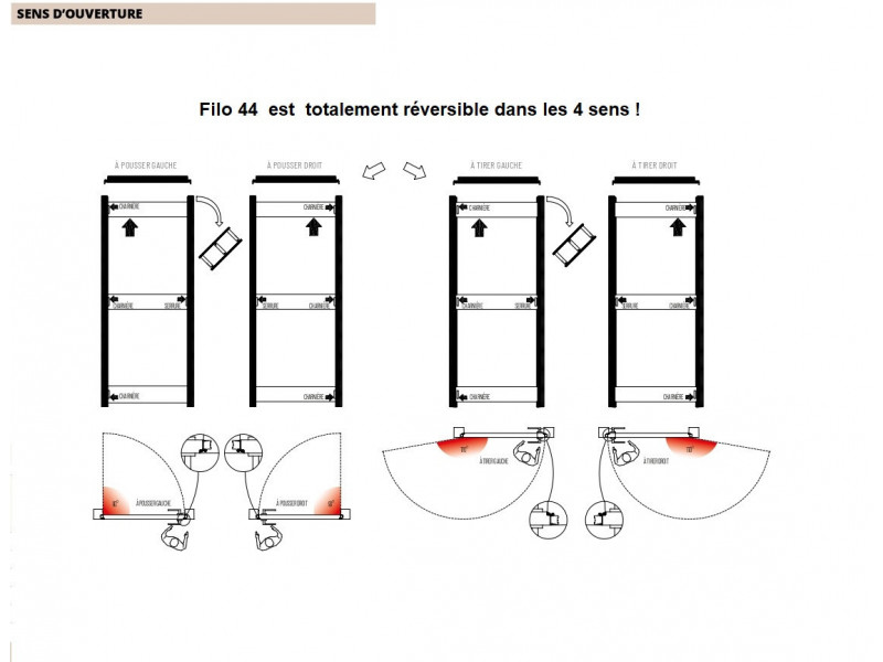 Porte battante invisible Filo44 réversible 4 côté